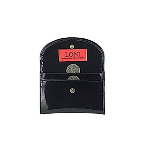 LONI Ladies Faux Patent Leather Wallet Clutch Bag Purse Coin Pouch in Black