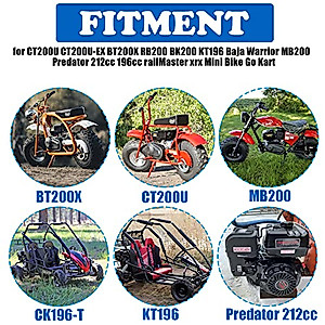 Carburetor w/Main Jet Kit Upgraded carb for Coleman BT200X CT200U Trail CT200U-EX CT200U-EXR Mini Bikes Go-Kart Baja Warrior MB165 MB200 196cc 200cc 212cc 6.5Hp Manual Choke Go kart Carb