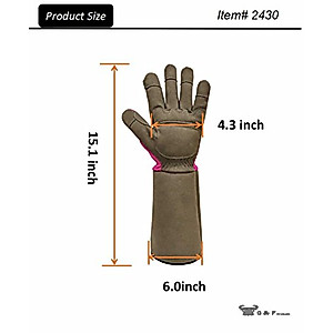 G & F Products 2430M Florist Pro Long Sleeve Rose gardening Gloves, Thorn Resistant Garden Gloves, Rose Pruning Gloves - Women fits all , Pink