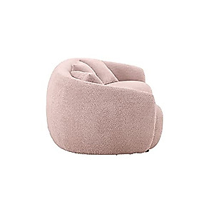 FANYE 93.6" Teddy Boucle Fabric Cloud Leisure Modern Comfy 4 Seaters Half-Moon Curved Couch,Beautiful Freestanding Sofa Perfect Shape More Decorative for Home Office Apartment Living Room, Pink