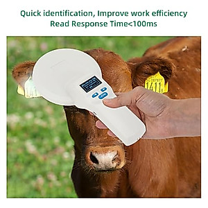 Pet Microchip Scanner, Animal Microchip Reader Animal Tag Scanner with Large OLED Display, Chip ID Scanner Long Reading Distance Animal Microchip Scanner for Pets Pigs Dogs Cats