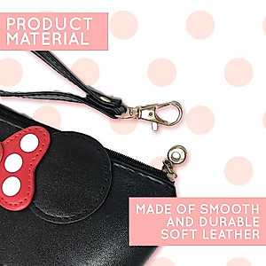 BELMAKS Black Murine Makeup Bag Cosmetic Bags Toiletry Organizer White Polka Dots Red Cartoon Makeup Organizer for Teen Girls 5.1" x 5.9" Murine Zipper Cute Purse for Travel