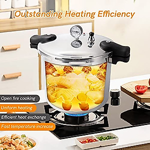 RemixOri Pressure Canners for Canning Jars, 23qt Canner Pressure Cooker for Canning, 23 Quart Canning Pressure Cooker Canner with Gauge & 1 Steaming Rack Included, Aluminum Polished, Quick Heat-up for Food Preserving