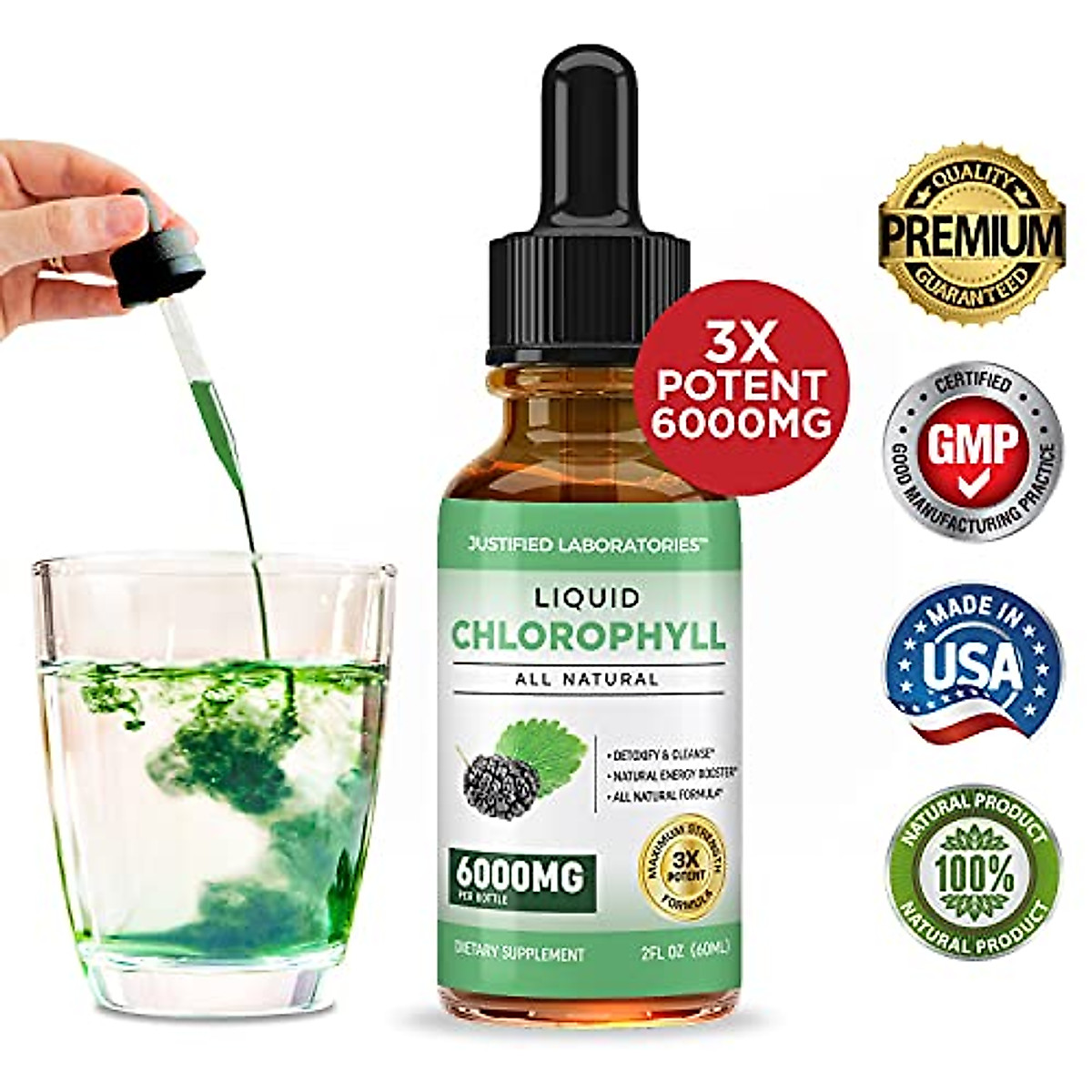 (5 Pack) Liquid Chlorophyll Drops Maximum Strength 6000MG Concentrate Packed Antioxidants Minerals and Vitamins 120 Servings Per Bottle
