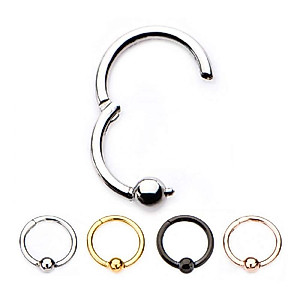 Pierced Owl 16GA Stainless Steel Ball Center Septum Cartilage Helix Daith Tragus Lip Hinged Segment Ring (Silver Tone, 10mm Diameter)