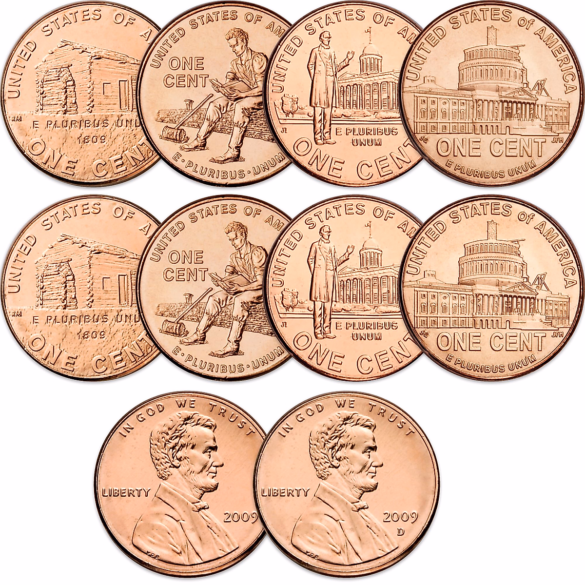 2009 P&D Lincoln Cent Bicentennial Anniversary 8-Coin Set Uncirculated