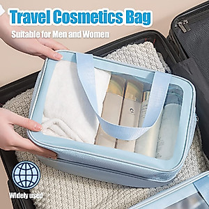 YIMIKE Travel Toiletry Bag, 2 in 1 Large Clear Makeup Bags,Cosmetics Bag,Transparent Skin Care Bag for Toiletries,Waterproof & Draining,PVC Toiletry Organizer Thickened Wash Bag for Women Men