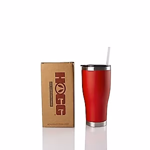 Hogg Modern Curve 30 oz Tumbler - Red, Powder Coated Tumbler, Bulk Tumblers with Lids and Straws, Engravable Blanks, Powder Coated Tumblers for Laser Engraving, Etching, Vinyl, DIY