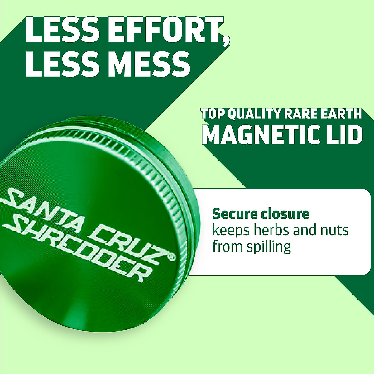 Santa Cruz Shredder Metal Herb Grinder Knurled Top for Stronger Grip 2-Piece Small (Mini) 1.7" (Green)