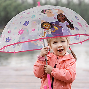ABG girls Kids Clear for Rain Girl's, Transparent with an Easy Grip Handle, Dome Windproof, Bubble Umbrella, Elsa & Anna, Age 3-10 US