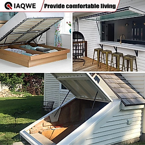 17Inch 150Lbs/667N Gas Struts Spring Shocks Lift Support with L Brackets for RV Murphy Bed Heavy Duty Tool Box Cabinet Trap Basement Door Floor Hatch Lid Truck Canopy Cover Trailer 2pcs by IAQWE