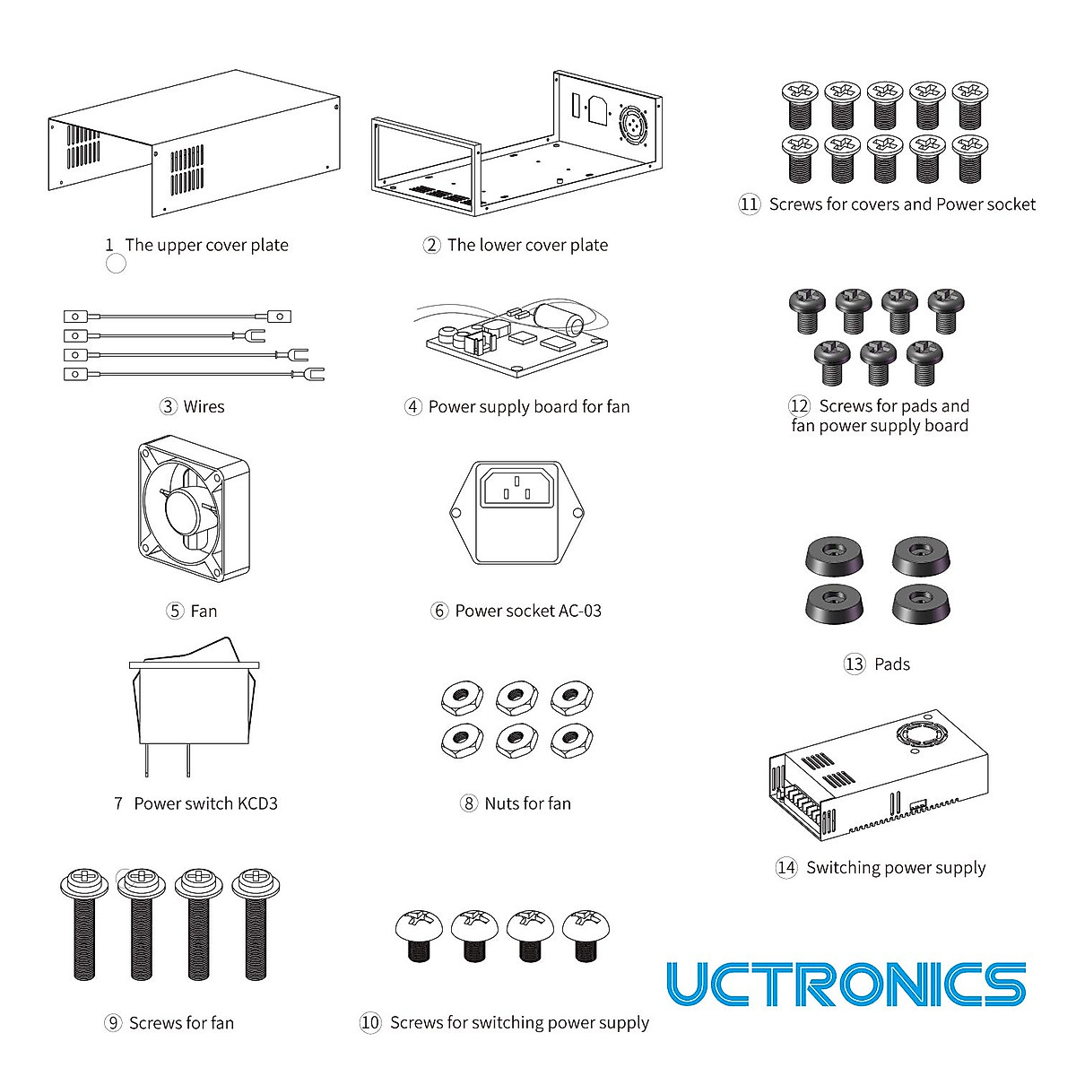 UCTRONICS 400W AC to DC Power Source and Case, Switching Power Supply Constant Voltage Stabilized Regulator and CNC Housing Bundle for Riden RD6006/RD6006W
