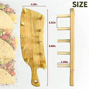 YYRZZ Taco Holders Stand, Natural Bamboo Taco Plates Rack Holds 8 Soft or Hard Shell, Wooden Taco Tray for a Party, Tortillas, Burritos, Home, Parties (2)