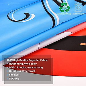 Likiyol 7 Pcs Christmas Shower Curtain Sets with Rugs and Towels, Include Non-Slip Rug, Toilet Lid Cover, Bath Mat and Towels, Santa Snowman Snowflake Shower Curtains with 12 Hooks