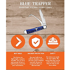 Cattlemans Cutlery Farrier Knife - Stainless Steel Pocket Knife with Hoof Pick (Blue)