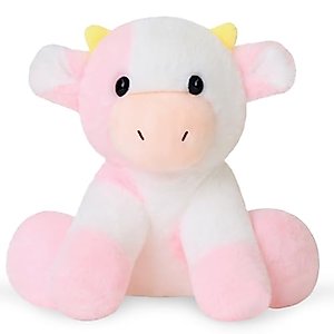 Gvimenos Pink Cow Stuffed Animal Cute Hug Cow Plushies, Soft Strawberry Cow Throw Pillow, Cartoon Cow Plushie Decoration Gift for Boys Girls(8 Inch)