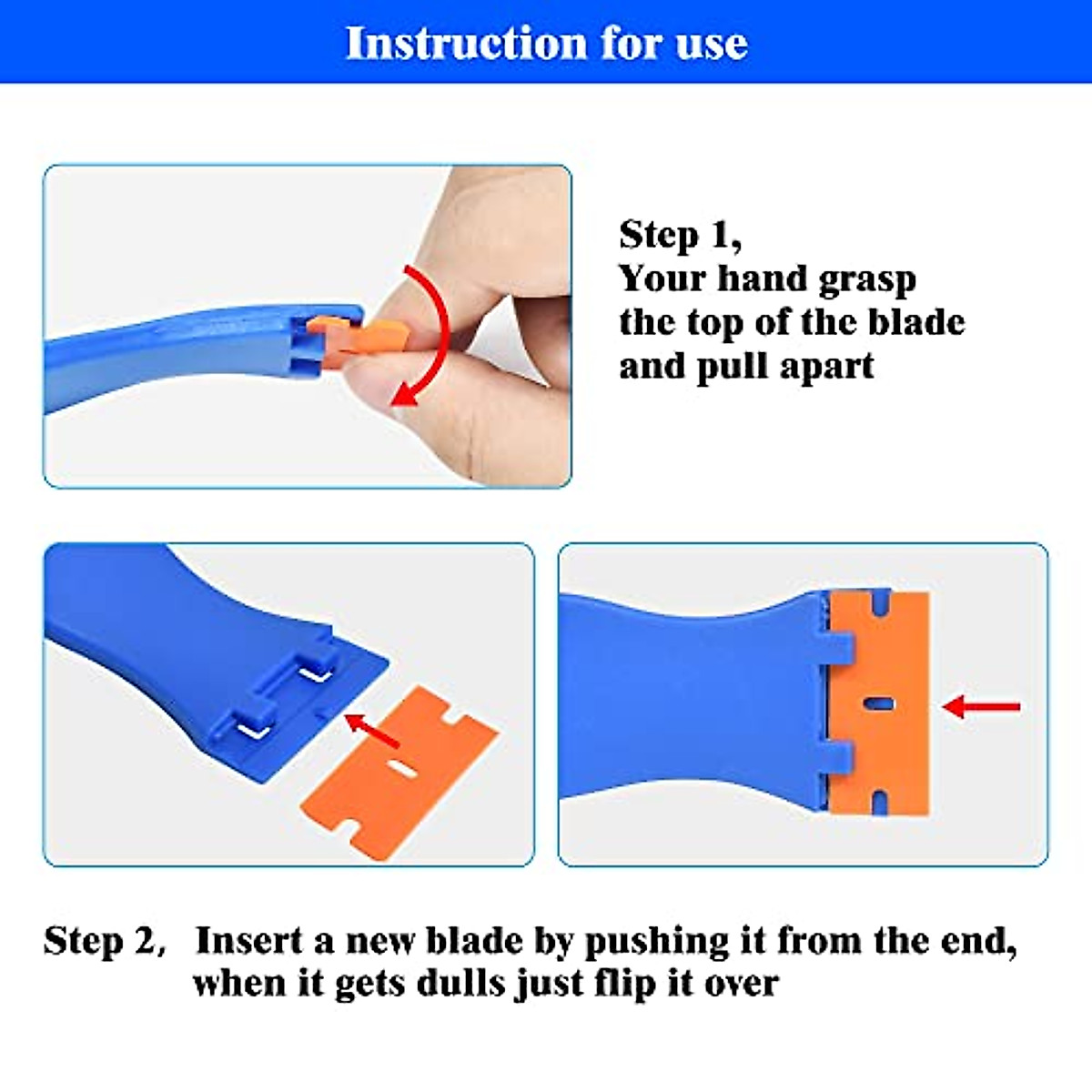 REEVAA Plastic Razor Blades Scraper Tool W/20PCS Plastic Blades For Window Tint,Vinyl Wrap,Plastic Razor Blade Scraper Sticker Remover,Label,Decal Adhesive Scraper For cleaning,Paints On Window Glass