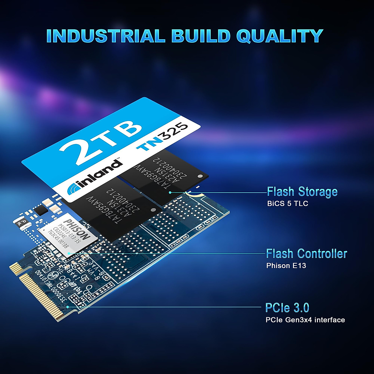 INLAND M.2 2242 2TB SSD NVMe PCIe Gen 3x4 Internal Solid State Drive 3D NAND TLC Read/Write Speed Up to 2,400/2,100 MB/s