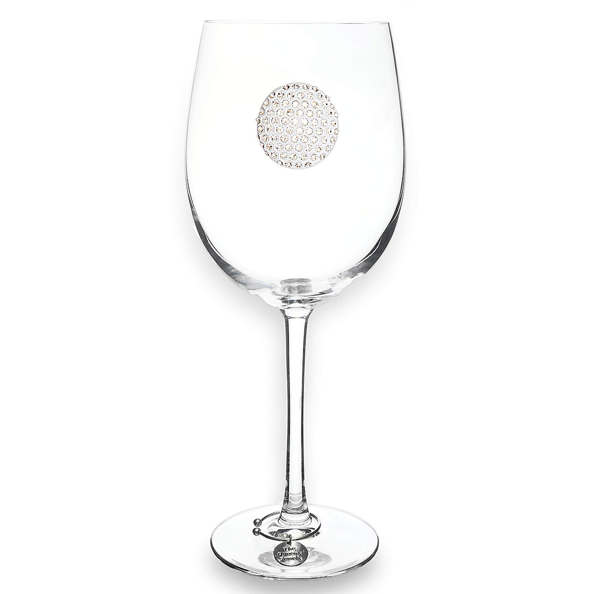 THE QUEENS' JEWELS Golf Ball Jeweled Stemmed Wine Glass, 21 oz. - Unique Gift for Women, Birthday, Cute, Fun, Not Painted, Decorated, Bling, Bedazzled, Rhinestone