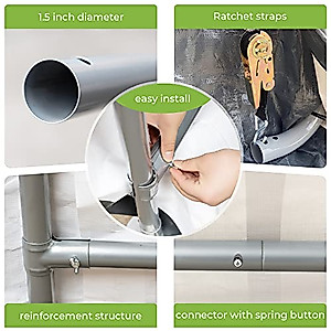 ASTEROUTDOOR 6x6 ft Outdoor Storage Shelter with Rollup Zipper Door Portable Garage Kit Tent Waterproof and UV Resistant Carport Shed for Bicycle, Motorcycle ATV & Gardening Vehicle, Dark Gray