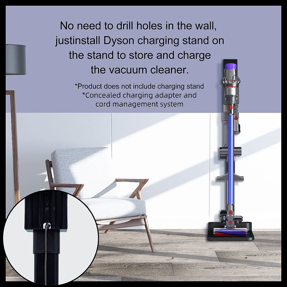 Vacuum Stand for Dyson,Compatible with Dyson V6 V7 V8 V10 V11 V12 V15 SV18 SV21 Cordless Vacuum Cleaners, with 6-8 Accessories Storage Space