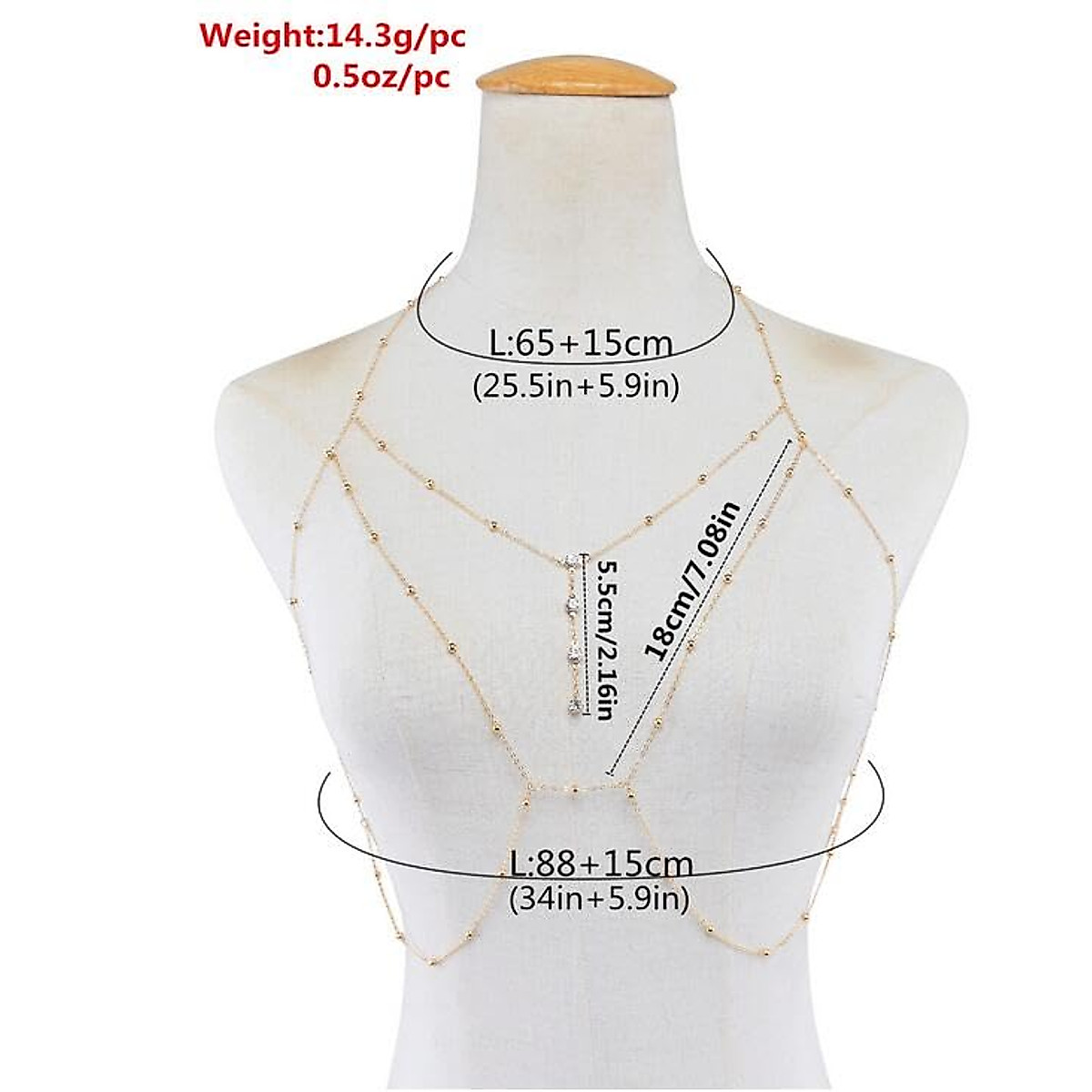 Blindery Rhinestone Chain Bra Sexy Gold Body Chain Bikini Body Jewelry Bra Jewelry Party Rave for Women