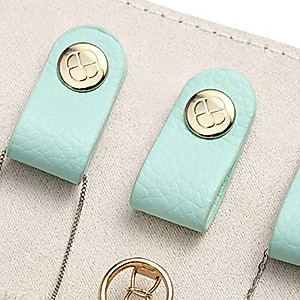 Vlando Small Travel Jewelry Roll Bag Organizer, Smart Size & Light Weight for Daily Jewelries (Mint Green)