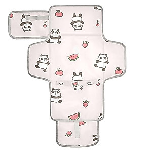 Bulletgxll Pink Panda Portable Diaper Changing Pad Waterproof Changing Pad with Baby Tissue Pocket and Magic Stick for Newborn Baby.