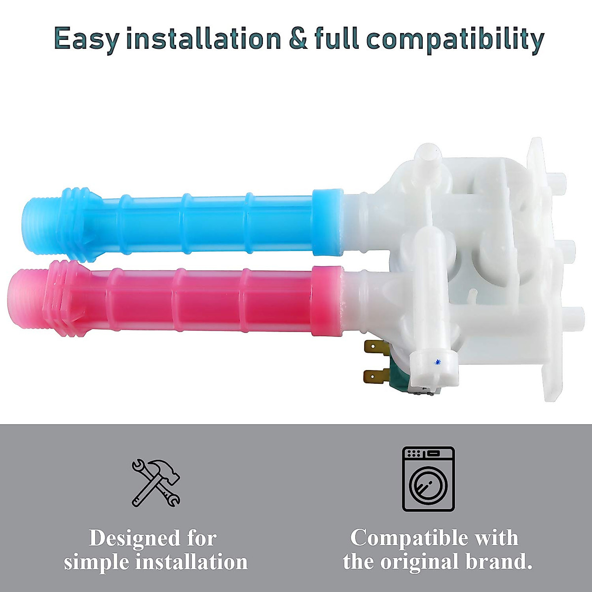 OEM 134637810 Washer Water Inlet Valve by Beaquicy (5 YEAR WARRANTY) - Replacement for Ken-more Crosley Washing Machine -Replaces 134637800, 7134637800, 7134637810, 1482877, AP4368791