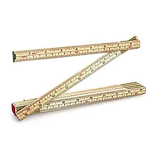 QWORK Folding Wood Rule, 6 FT 6 Inch Foldable Ruler with US and Metric Measurements for Carpenters