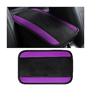 8sanlione Car Center Console Cover, 12.6"x7.5" PU Leather Car Armrest Cover Universal Waterproof Center Console Pad, Car Accessories Interior Protection for Cars, Vehicles, SUVs (Purple)