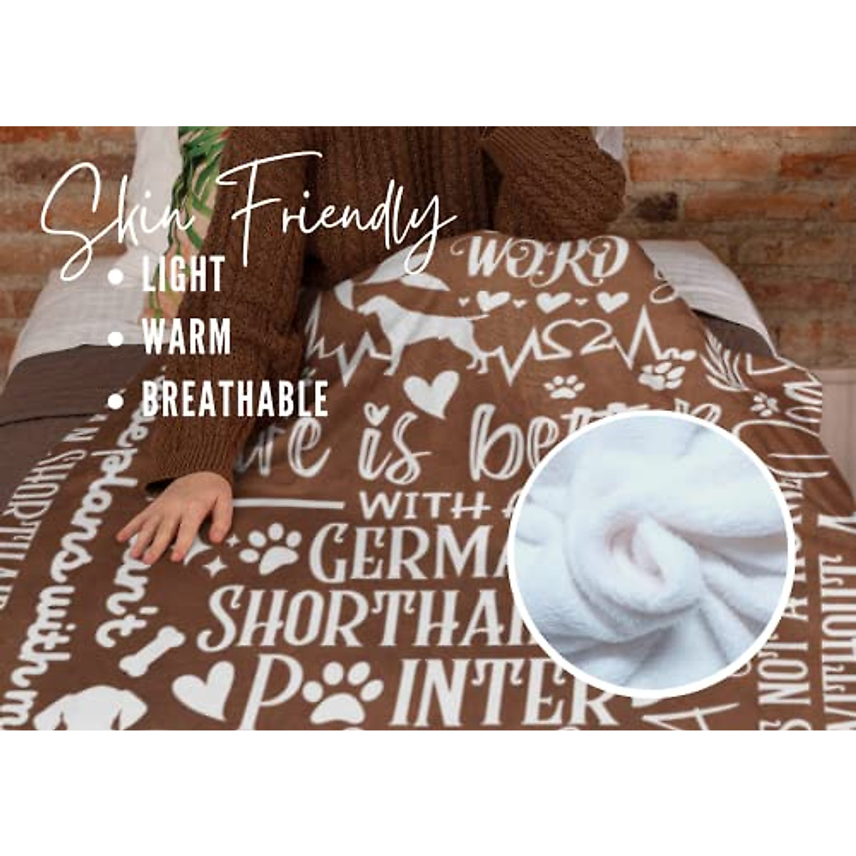 German Shorthaired Pointer Gifts, Dog Lover Throw Blanket, Soft Throw Blanket 50"x65", for Couch Sofa Bed Camping Travel Home Decor