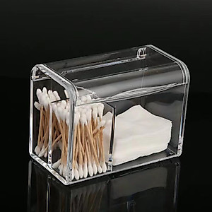 ulafbwur Cotton Swab Organizer Transparent Swab Box 3-grid Acrylic Cotton Swab Holder with Lid Neat Dustproof Storage Solution for Q-tips Jewelry Transparent