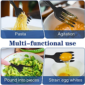 Yuanchu Silicone Flexible Fork, 11 Inch Silicone Fork Heat Resistant Cooking Fork Dishwasher Safe Kitchen Fork Nonstick Blending Fork for Cooking Utensil for Kitchen Stir Mix Mash(Black)