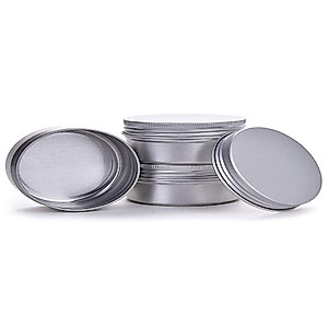 6 Ounce Aluminum Tin Jar Refillable Containers 180 ml Aluminum Screw Lid Round Tin Container Bottle for Cosmetic,Lip Balm, Cream, 12 Pack.