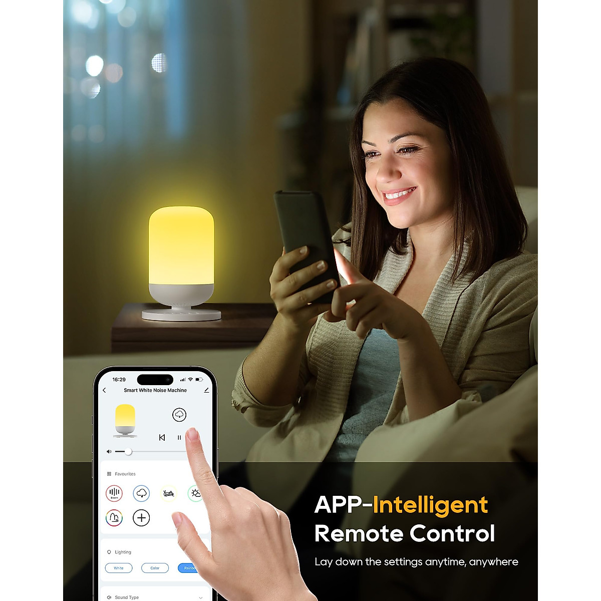 Morfone Sound Machine Baby with 34 Soothing Sounds White Noise Machine & Night Light Sleep Trainer with App Remote Control Alarm Clock Timer Setting Personal Sleep Routine for Babies Adult Kids