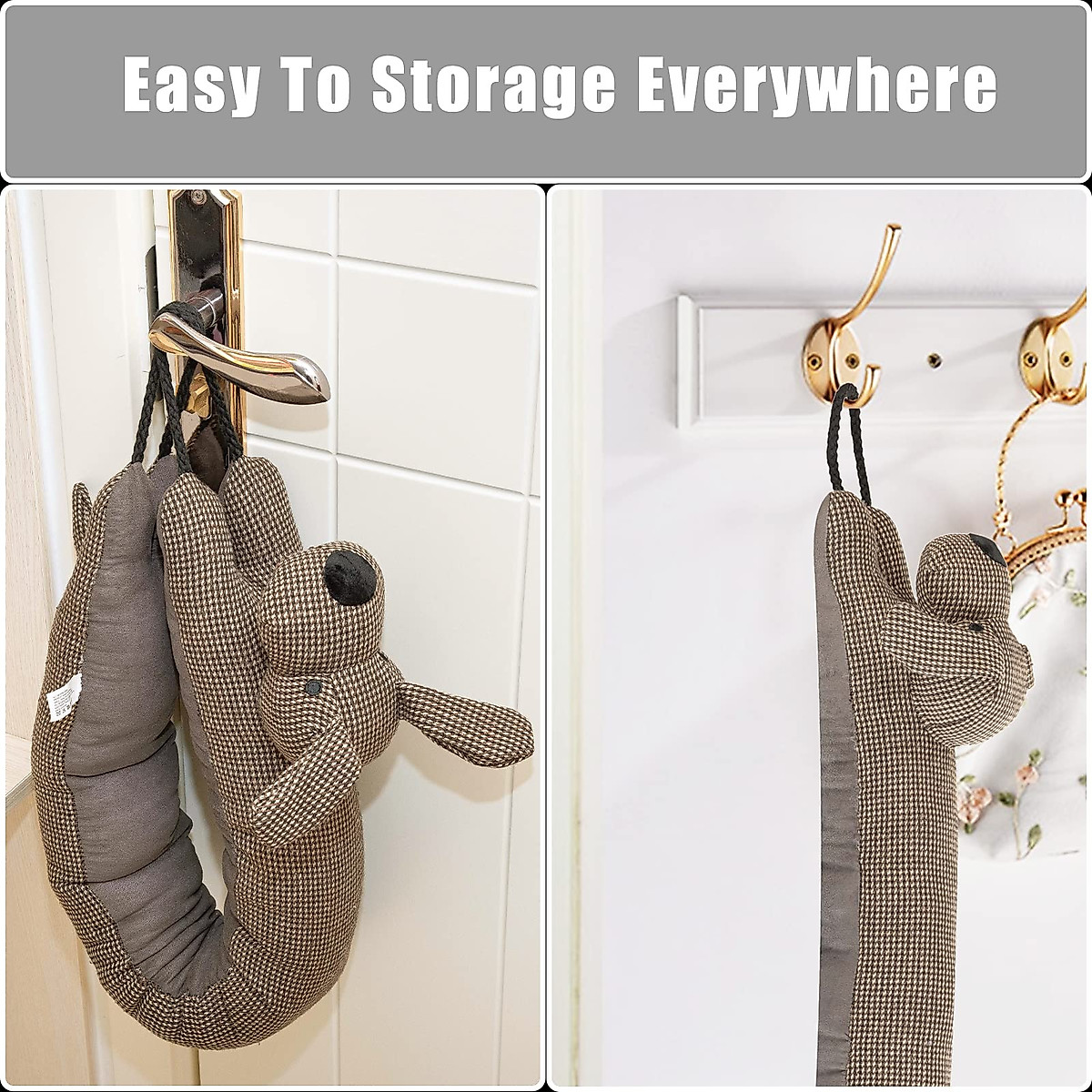 Estimber Under Door Draft Stopper Decorative Wind Stopper 36 inch for Door & Window, Weighted Animal Air Draft Stopper Snake Noise Blocker for Bottom of Door with Hanging Loops - Brown Dog