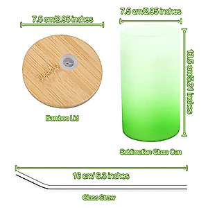 Stamp colour Sublimation Glass Cans Blanks Straight Skinny Tumbler 16 OZ Colorful 5 pcs With Bamboo Lid and Clear Glass Straw for Mug Tumbler Heat Press Machine Iced Coffee,Juice,Soda,Drinks
