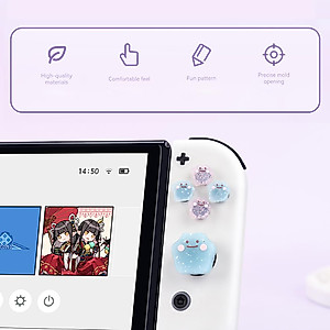 PERFECTSIGHT Cute D-Pad Button Caps Silicone Thumb Grips Set, ABXY Key Buttons Sticker Joystick Cover Caps Compatible with Nintendo Switch/OLED - Monster