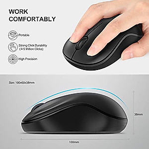 Bluetooth Mouse, 2.4G Bluetooth Wireless Mouse Dual Mode(Bluetooth 5.0+USB), Computer Mouse with USB Receiver, Ergonomic Mouse Compatible with Laptop, iPad, MacOS, PC, Windows, Android (Black)