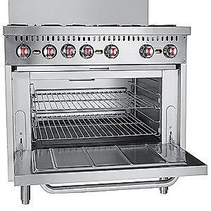 KoolMore KM-CR36-LP 36 in. 6 Burner Commercial Liquid Propane Range with Oven