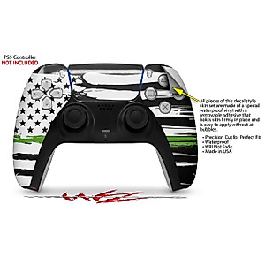 WraptorSkinz Skin Wrap compatible with Sony PS5 DualSense Controller Brushed USA American Flag Green Line (CONTROLLER NOT INCLUDED)