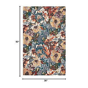 SAFAVIEH Blossom Collection Accent Rug - 3' x 5', Light Blue & Rust, Handmade French Country Floral Wool, Ideal for High Traffic Areas in Entryway, Living Room, Bedroom (BLM464L)