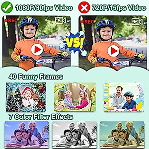 PROGRACE Kids Waterproof Camera Toys - Underwater Video Camera for Kids 1080P HD Camcorder Toy Gift Boys 3 4 5 6 7 8 9 10 11 12 Year Old Vlogging YouTube Children Digital Camera Build-in Games