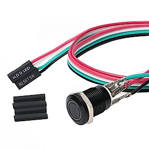 STARELO 12mm Computer case DIY Restart Instant Button Installation and Replacement, Metal self-resetting Button Switch, Blue LED Light, 12mm 1/2" Mounting Hole with Heat shrinkable Tube. (12mm, Blue)