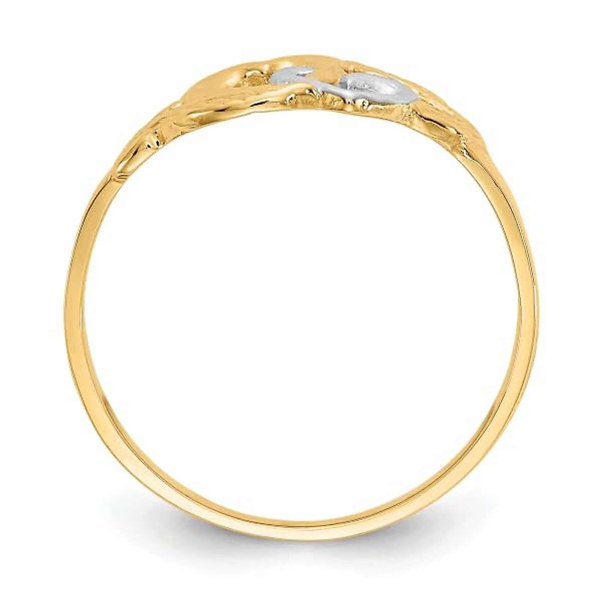 IceCarats 14K Yellow Gold White 2 Heart Love Ring size 6
