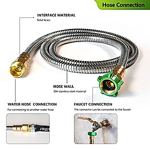 Metal Short Garden Hose 6 ft, 8 ft, 12 ft Flexible Stainless Steel 15 ft, 30 ft, 50 ft Heavy Duty Flexible Water Hose (6FT)