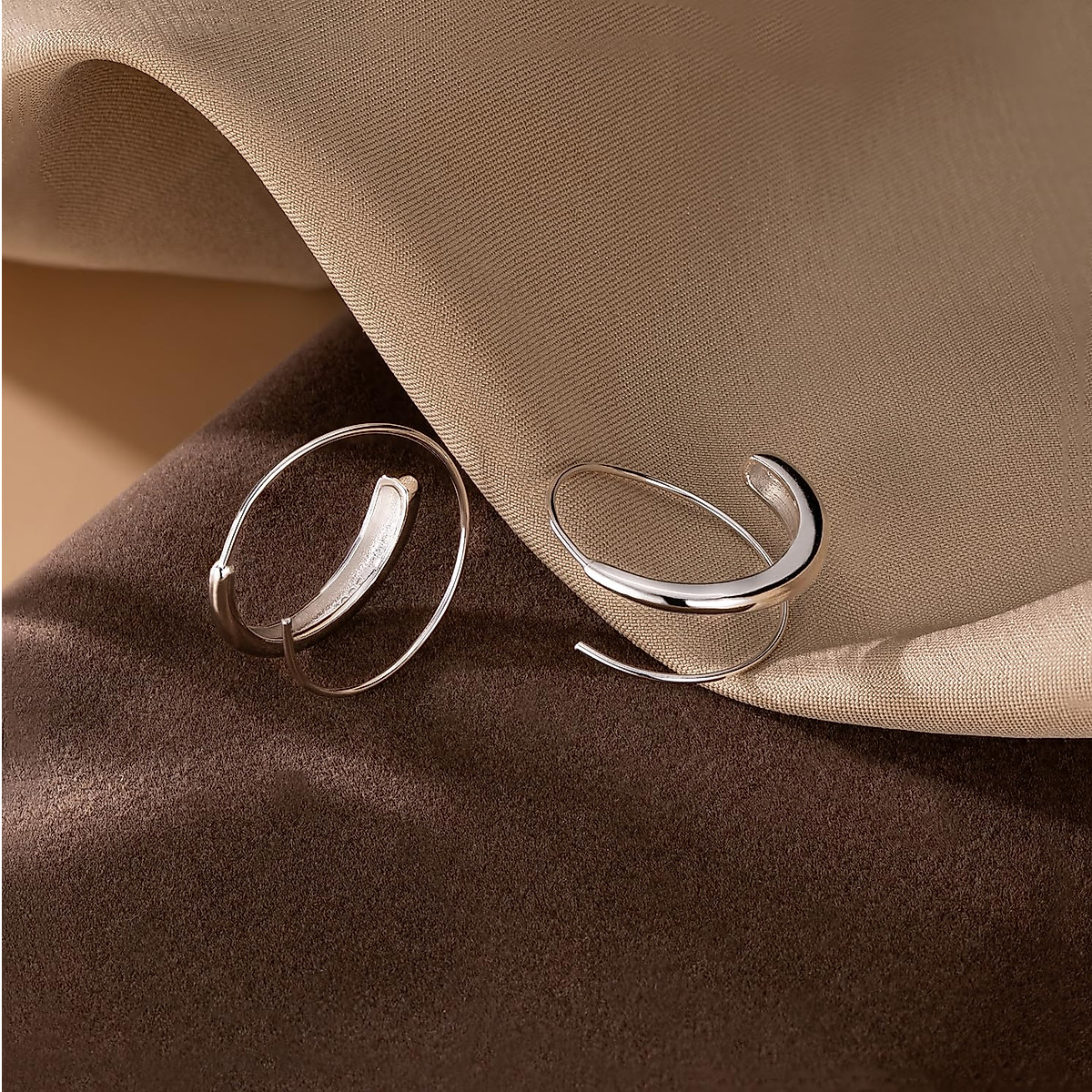 SLUYNZ 925 Sterling Silver Wire Threader Drop Earrings Hoop for Women 2.2CM Hoop Earrings Pull Through Earrings (A-Silver)