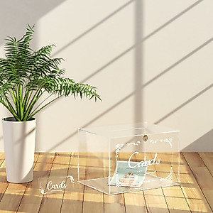 Bemodst Acrylic Wedding Card Box Gift Box Holder, Clear Large Letter Envelope Boxes with Lock and Slot for Reception Decoration Fundraiser Money Box Election Ballot Graduation Keepsake Party Favor