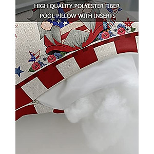 Recliner Head Pillow Ledge Loungers Chair Pillows with Insert Independence Day USA Flag Gnome Linen Lumbar Pillow with Adjustable Strap Outside Patio Decorative Garden Cushion for Bench Couch, 2 PCS